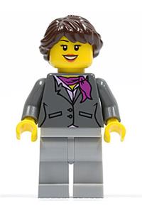 LEGO Female in Gray Jacket with Magenta Scarf cty0220a | BrickEconomy