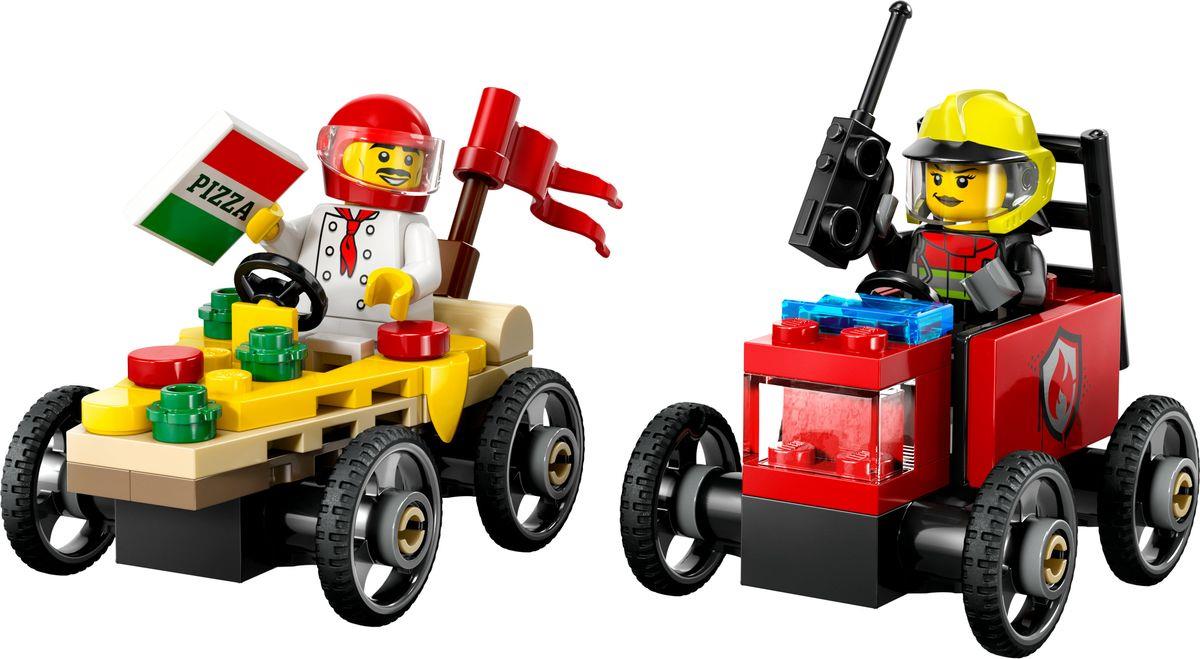 LEGO 60458 City Soapbox Racing Pizza vs. Fire Truck Race Car Pack ...