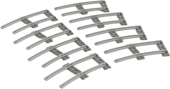 LEGO 7851 Trains 8 Curved Rails Grey 4.5 V | BrickEconomy