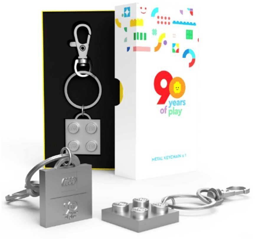 LEGO Silver Metal Key Chain, 90 Years of Play | BrickEconomy